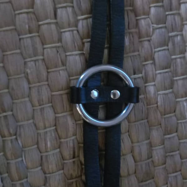 Double O-ring Neckless, Natural Leather, Stainles Steel O-ring - Etsy