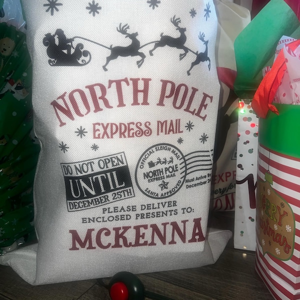 North Pole Santa Sack, Presents Bag, Christmas Gift Sack, Personalized ...