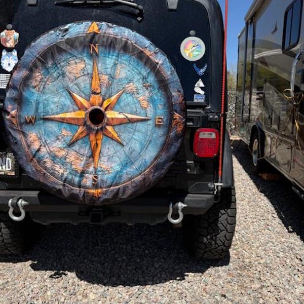 Spare Tire Cover Compass Black Stone Bronze Metal Classic for Jeep Ford ...