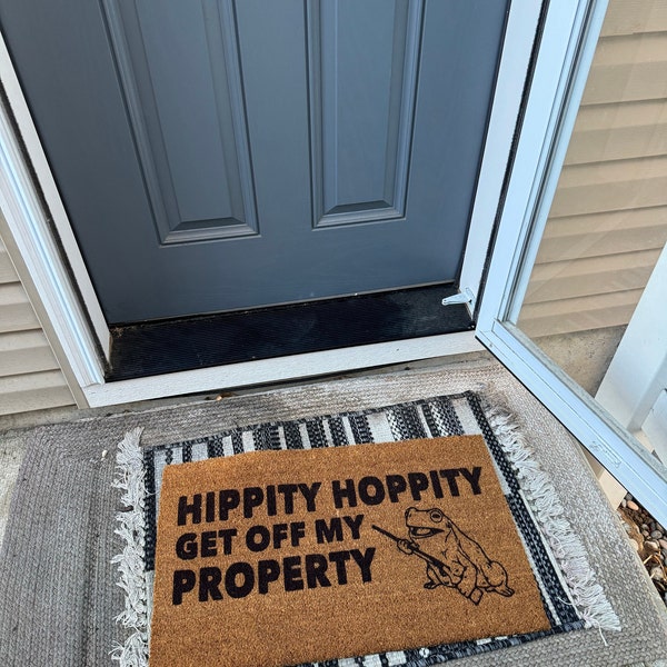 Hippity Hoppity Get off My Property Frog Doormat, Outdoor Front Porch ...