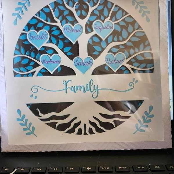 Customizable 3D Family Tree Shadow Box Svg, Custom Names Shadow Box ...
