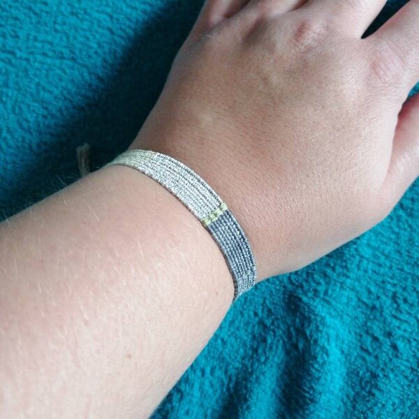 Handwoven Linen Bracelet Black and Oatmeal Fiber Bracelet With Natural ...