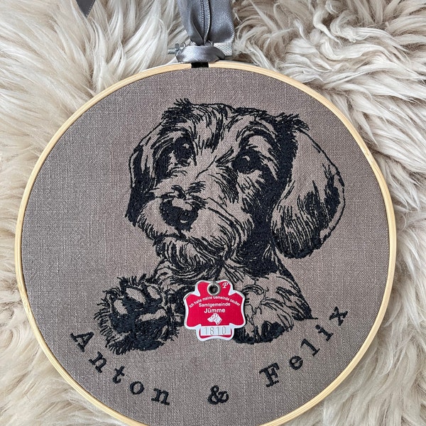 Embroidery File Wire-haired Dachshund luca Dog Realistic Commercial Use ...