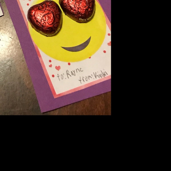 INSTANT DOWNLOAD Emoji Valentine, Printable Heart Eyes Emoji Valentine ...