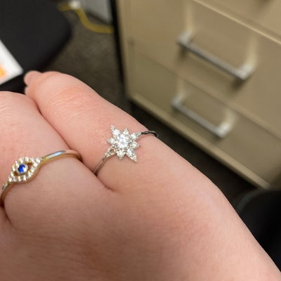 Sterling Silver Sparkle Starburst Ring Star Ring Cluster - Etsy