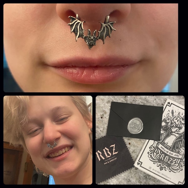 Bat Septum Ring, Goth Clicker, Septum Ring 16g, Septum Ring 14g ...
