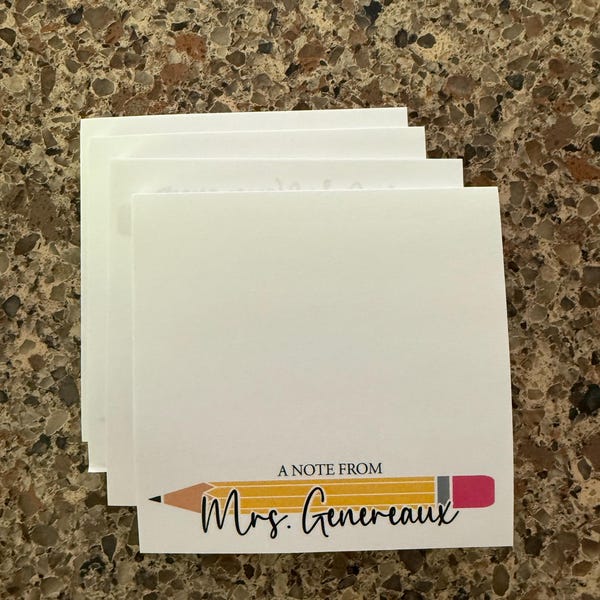 Personalized Teacher Note Pad, Custom Post-it® Sticky Notes, Name ...