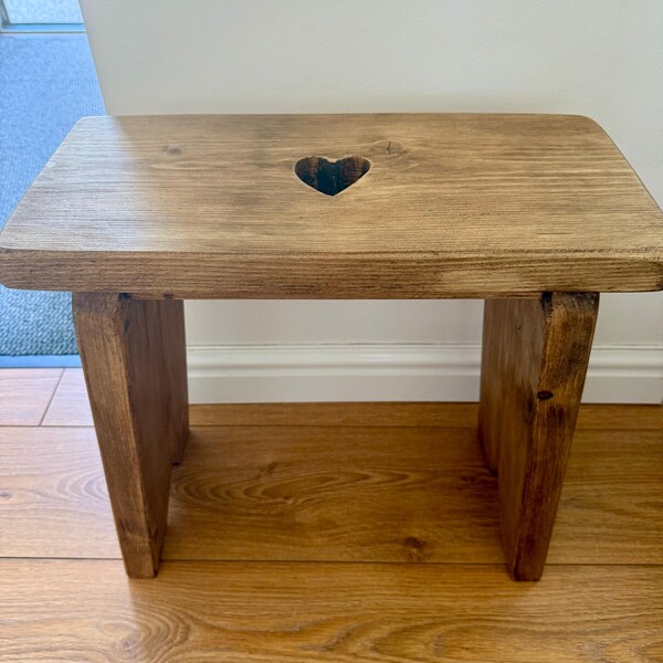 Handmade Rustic Wooden Children's Stool | Milking Stool With Heart ...