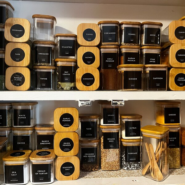 Round Extra-large Glass Jars Set, Round Pantry Jars With Premium Bamboo ...