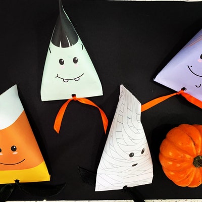 Printable Halloween Gift Box DIY PDF Patterns for Witch, Mummy, Candy ...