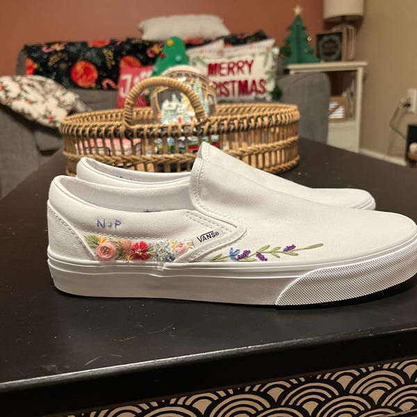 Embroidered Vans Shoes, Custom Hand Embroidery to Order, Personalized ...