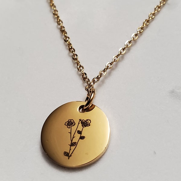 Poppy Disc Necklace - Etsy