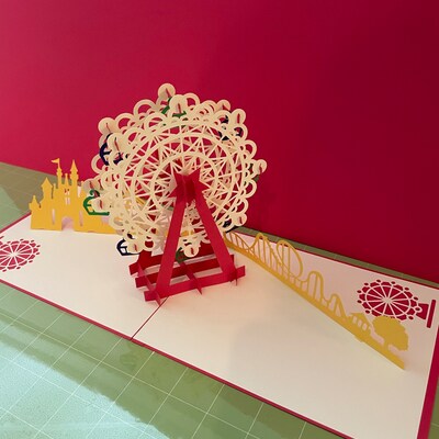 Ferris Wheel Pop-up Card Template Paper Cutting SVG 3D Card Svg Pop up ...