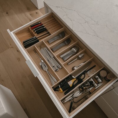 Custom Drawer Divider, Maple Silverware Organizer, 6 Spaces ...