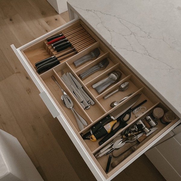 Custom Drawer Divider, Maple Silverware Organizer, 6 Spaces ...
