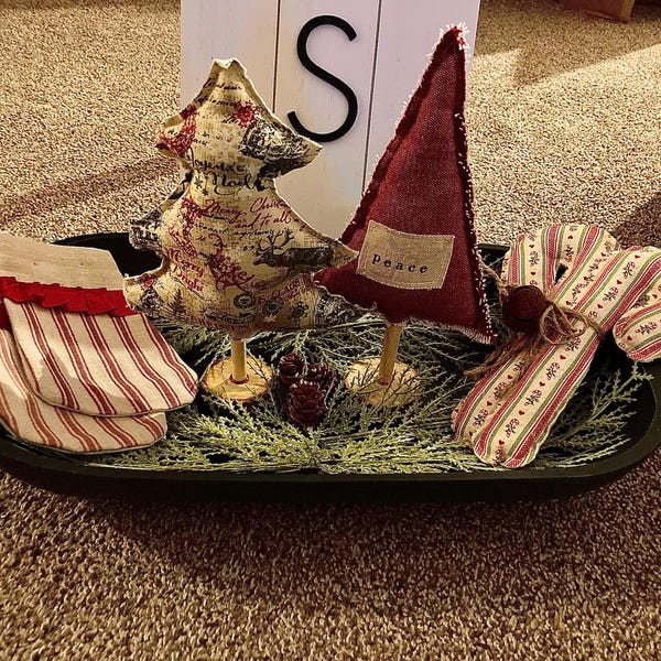 Cow Print Fabric Tree, Rustic Christmas Decor, Farmhouse Christmas ...