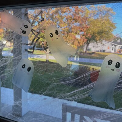 Cute White Ghosts Window Sticker Pack, Ghost Window Stickers, Halloween ...