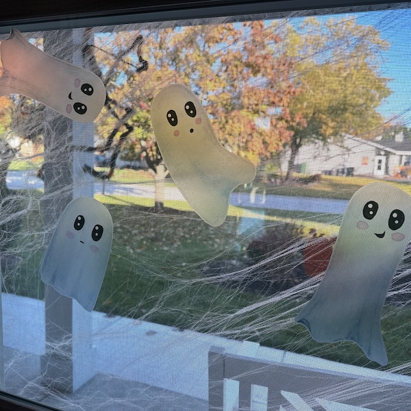 Cute White Ghosts Window Sticker Pack, Ghost Window Stickers, Halloween ...