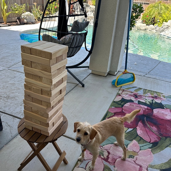 Giant Tumble Tower Game Yellow Purple LA Vikings LSU With Stand and ...