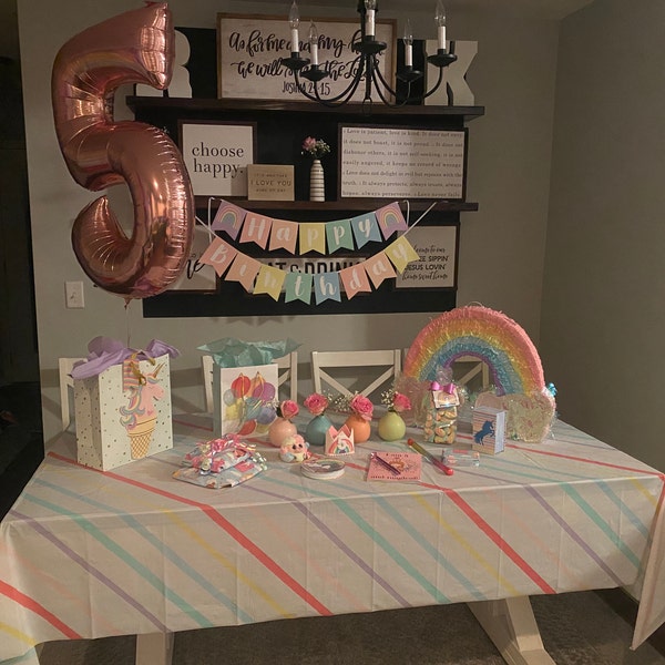 Boho Rainbow - Boho Happy Birthday Banner - Pastel Rainbow - Pastel ...