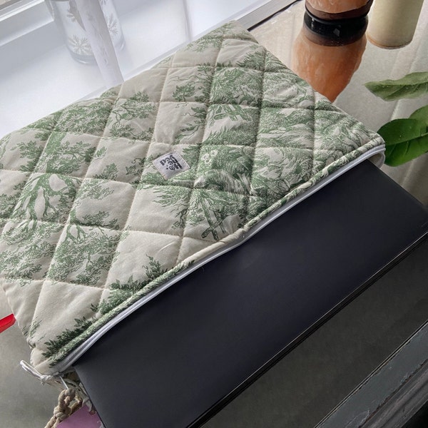 Laptop Bag, Green Quilted Laptop iPad Tablet Sleeve With Cotton Lining ...