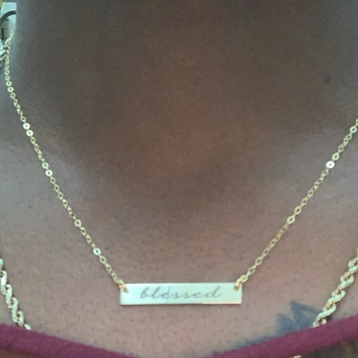 Gold Blessed Necklace Gold Blessed Bar Necklace Gold - Etsy