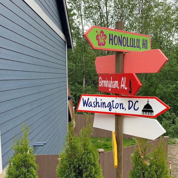 Directional Signs Mileage Arrows Personalized, Outdoor Home Decor ...