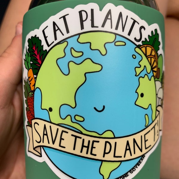 Earth Day Vegan Activism Sticker-"eat Plants"- Herbivore Sticker, Plant ...