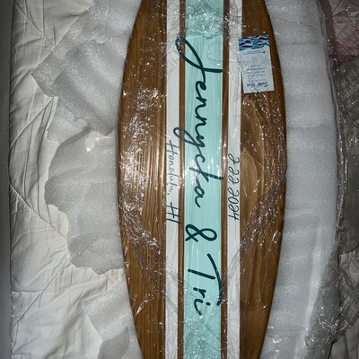 Beach Seating Chart Sign Hawaiian Wedding Decor Surfboard Guest List ...
