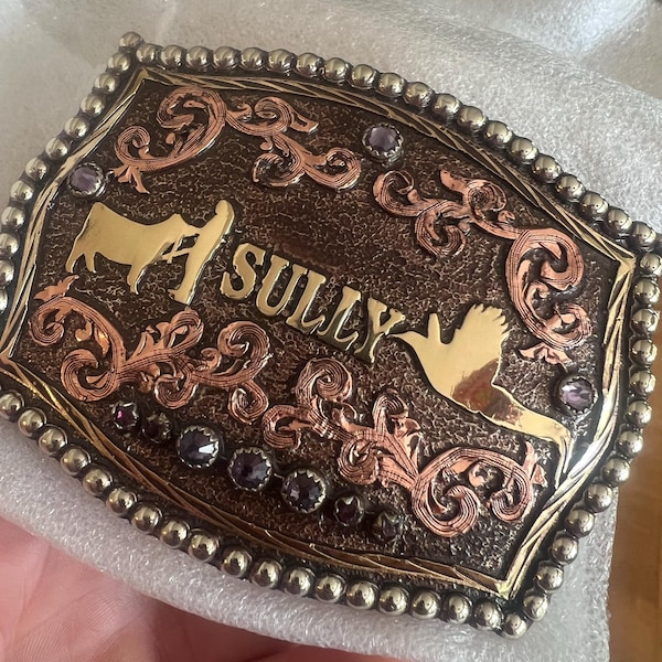 Trophy Western Belt Buckle - Custom Made - German Silver - Hand ...