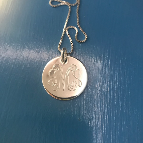 Sterling Silver Necklace - 7/8"- Inital Pendant- Personalized ...
