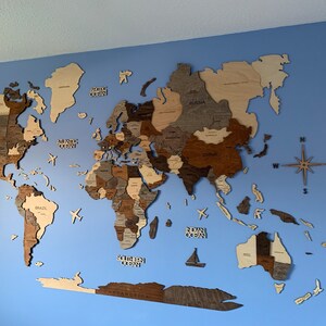 New Home Gift, Wood Wall World Map, Room Decor Aesthetic, Traveler Gift ...