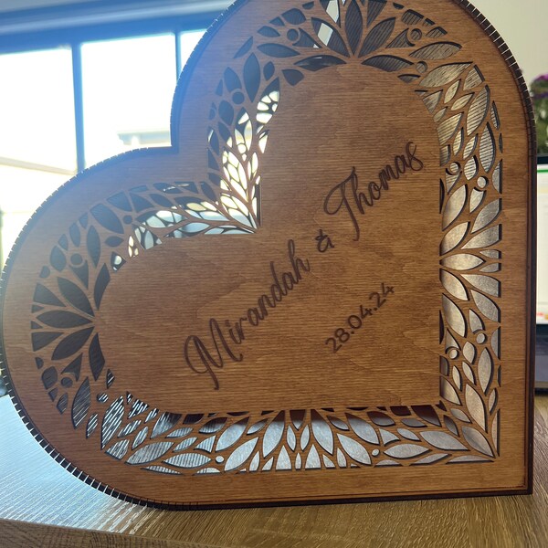 Personalized Heart Wedding Card Box: Rustic Wooden Gift - Etsy