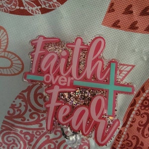 Religious Badge Reel Faith Over Fear Cross Medical Badge Reel Gift for ...