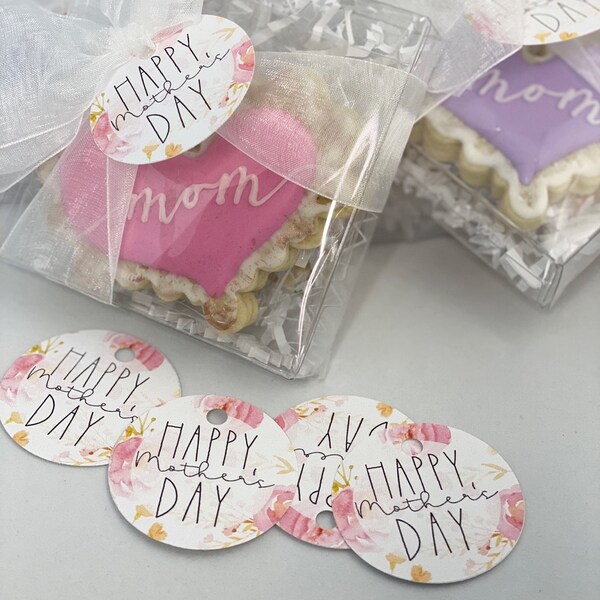 Printable 2" Round Mother's Day Cookie Tag - Watercolor Floral Mother ...