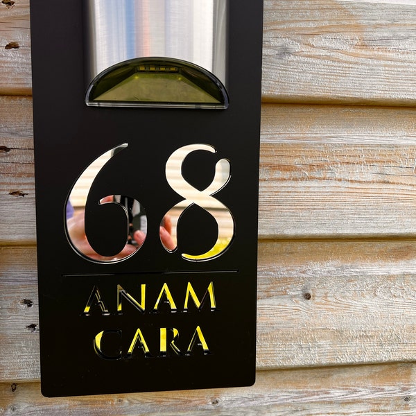 Modern Black Mirror House Sign With Light Contemporary Mirror Marble ...