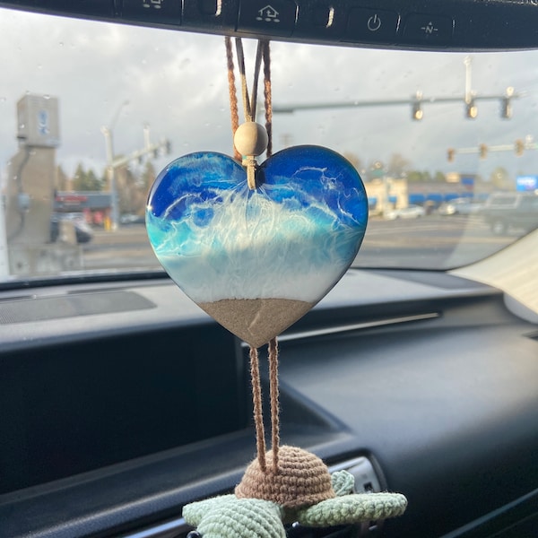 Resin Keychain - Epoxy Resin Ocean Waves Key Holder - Resin Wave Art ...