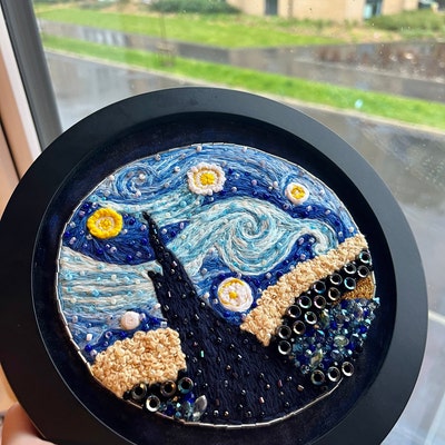 Van Gogh Starry Night Punch Needle Kit Beginner, DIY Punch Needles ...