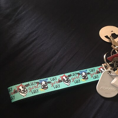 Cow Key Fob Cow Keychain Hay Girl Hay Cow Key Fob Cow Wristlet Cow ...