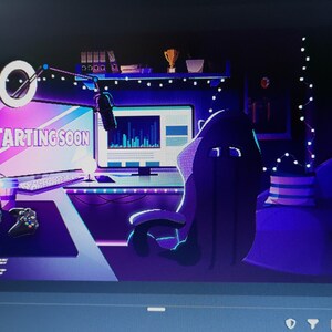 4x Animated Stream Screen for Twitch Lofi Game Room Neon Game Room Twitch Animated Screen for ...