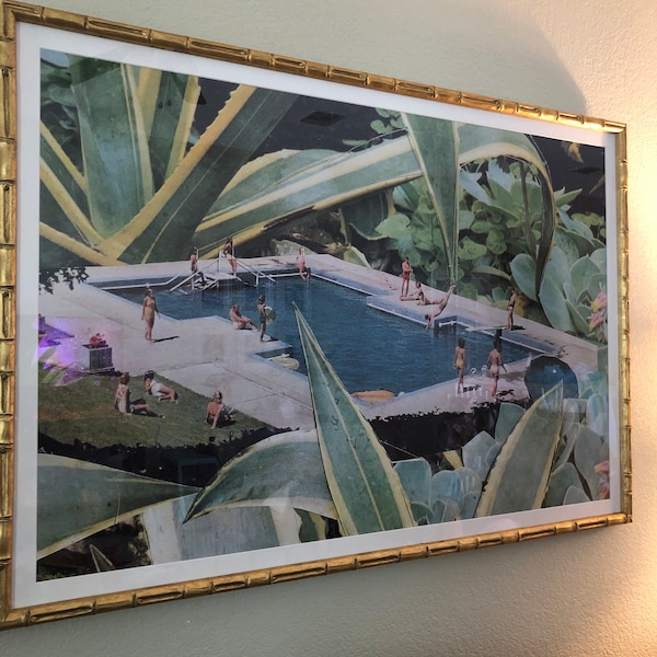 Swimming Pool Print, Summer Art, Botanical Print, Large Wall Art, Extra ...