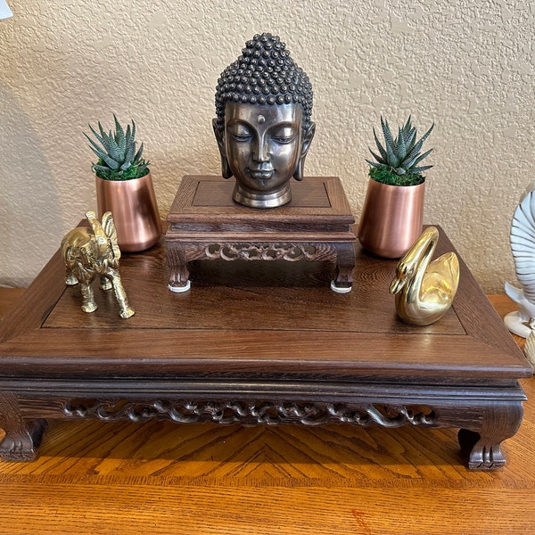 Meditation Table Table Top Altar Hand Carved Solid Wood Tibetan ...