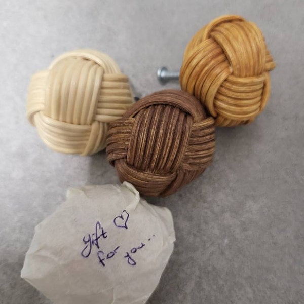 Oak Cabinet Pull Rattan Handles, Wicker Natural Rattan Rope Handle ...