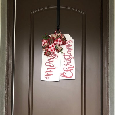 Christmas Front Door Decor Tag Door Hanger Christmas Wreath Christmas ...