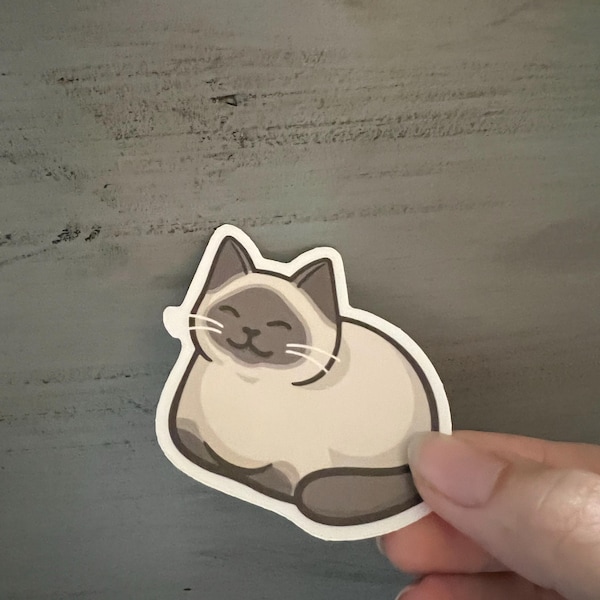 Siamese Cat Loaf Sticker; Waterproof Dishwasher Safe Matte Vinyl ...