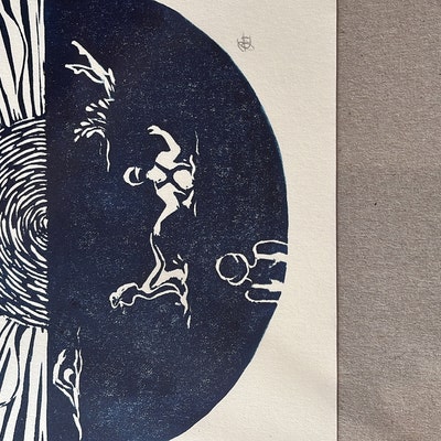 Underwater Garden Print, Linocut Print, Lino Art, Sea Themed Art Print ...