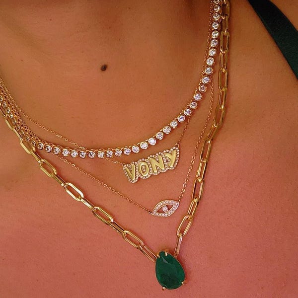 Colombian Emerald Heart Cut Necklace, Multi Stone Chain Necklace ...