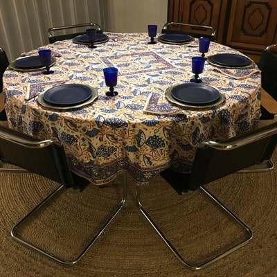 Floral Indian Indigo Blue Hand Block Printed Cotton Table - Etsy