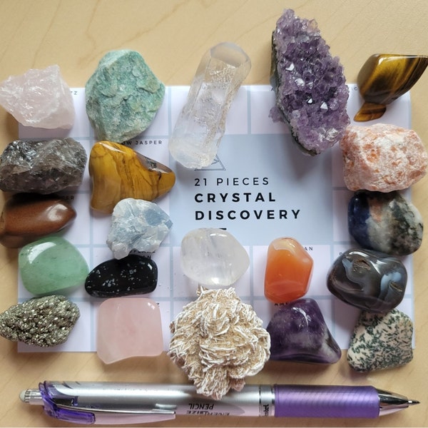 21 Pcs Beginner Crystal Kit-raw Crystal Set-healing Crystal Set-crystal ...