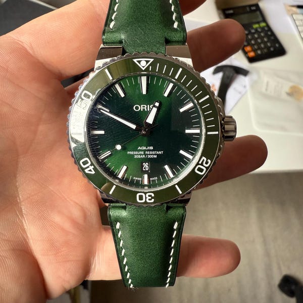Oris Aquis 43mm, 46mm Compatible Made to Order Leather Strap, Smooth ...